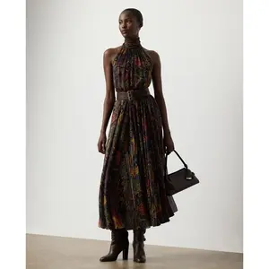 Ralph Lauren Kylee Paisley Crinkle Chiffon Day Dress