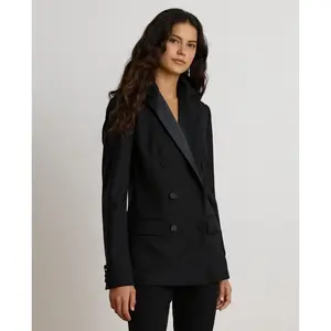 Ralph Lauren Satin-trim Double-breasted Wool Blazer