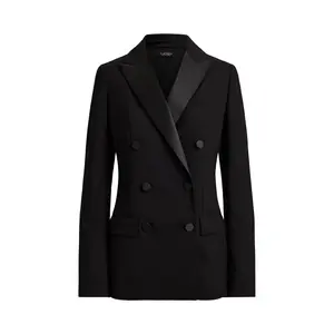 Ralph Lauren Satin-trim Double-breasted Wool Blazer