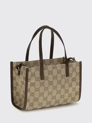 Gucci Mini Bag In Gg Supreme Fabric With Double Handle And Shoulder Strap