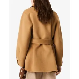 Maje Corduroy-collar Flap-pocket Wool-blend Coat