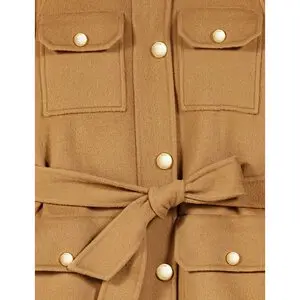 Maje Corduroy-collar Flap-pocket Wool-blend Coat
