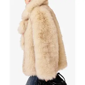 Maje Wide-collar Oversized-fit Faux-fur Jacket