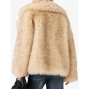 Maje Wide-collar Oversized-fit Faux-fur Jacket