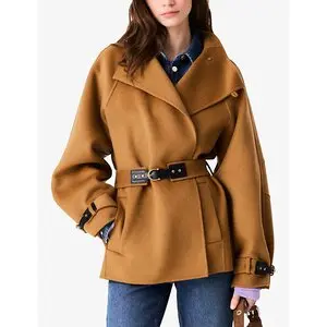 Maje Belted Relaxed-fit Wool-blend Coat