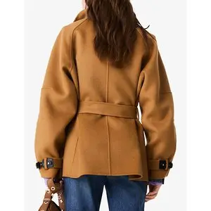 Maje Belted Relaxed-fit Wool-blend Coat