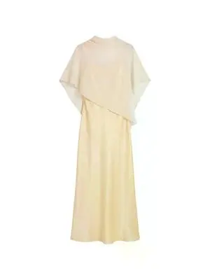 REFORMATION Lilibeth Asymmetric Silk Midi Dress - Neutrals