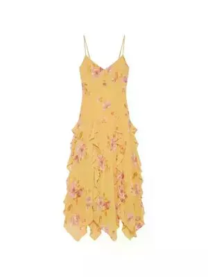 REFORMATION Allissa Floral-print Ruffled Midi Dress - Yellow