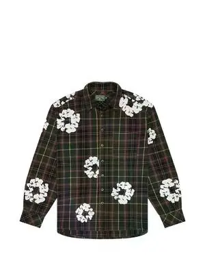 DENIM TEARS Wreath Checked Flannel Shirt - Brown