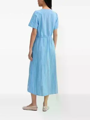 Marc O'polo Striped V-neck Midi Dress - Blue