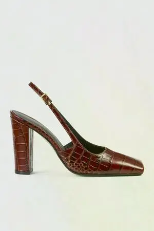 Liviana Conti Laisa Leather Slingback Pumps - Brown