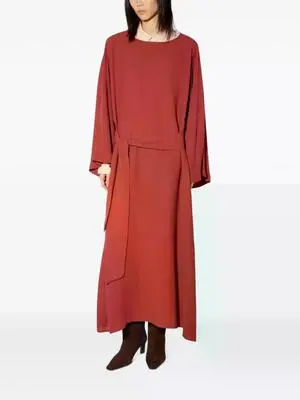 Liviana Conti Belted Long-sleeve Maxi Dress