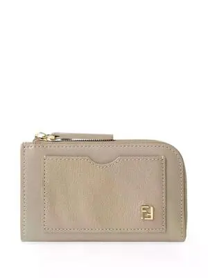 Fendi Ff Logo-plaque Leather Wallet - Neutrals