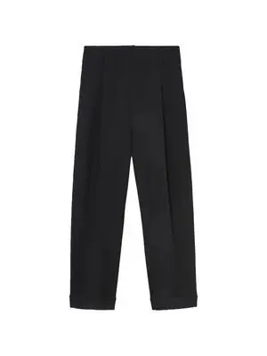 PSOPHIA Pleated Turn-up Trousers - Black