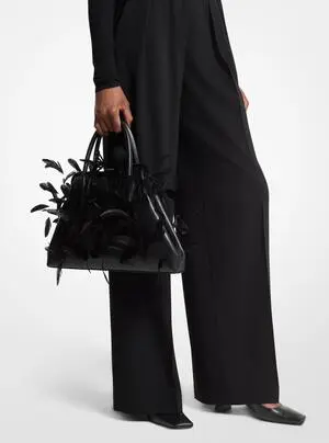 Michael Kors Sofia Large Hand-embroidered Feather Leather Frame Satchel In By