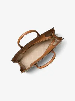 Michael Kors Scarlett Medium Signature Logo Satchel In By - Natural