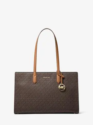 Michael Kors Scarlett Medium Signature Logo Tote Bag In By - Brown