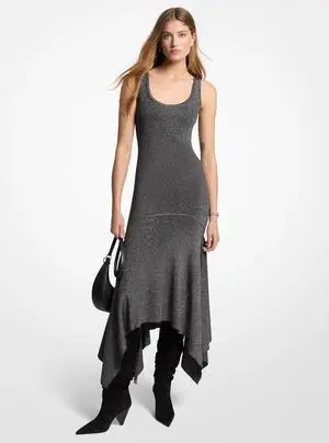 Michael Kors Metallic Knit Asymmetric Dress In Size By