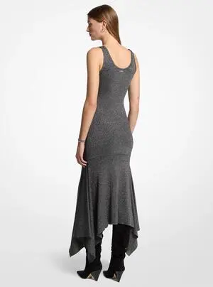 Michael Kors Metallic Knit Asymmetric Dress In Size By
