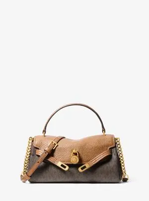 Michael Kors Hamilton Moderne Extra-small Signature Logo Slouchy Crossbody Bag In By - Brown
