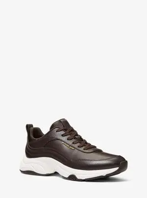 Michael Kors Hartley Leather Trainer In Size By - Brown