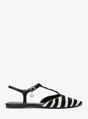 Michael Kors Cherie Flex Zebra Print Calf Hair Flat In Size By