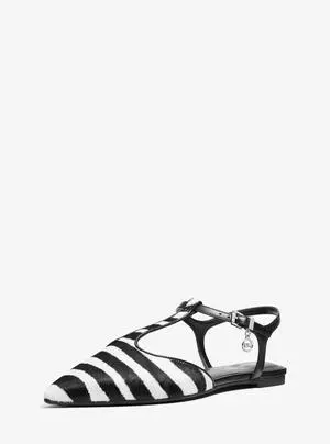 Michael Kors Cherie Flex Zebra Print Calf Hair Flat In Size By