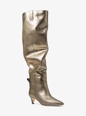 Michael Kors Daniela Metallic Leather Boot In Size By - Gold