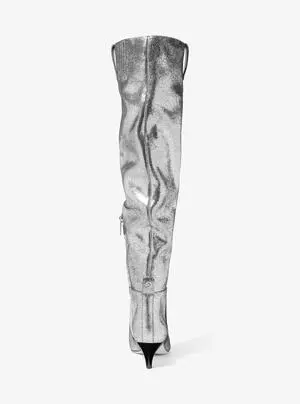 Michael Kors Daniela Metallic Leather Boot In Size By - Silver