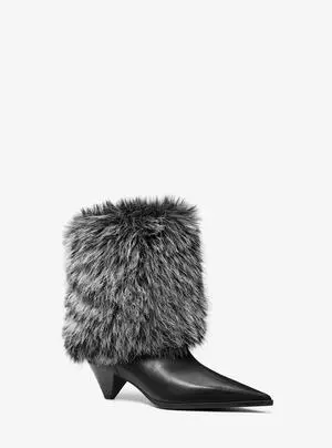 Michael Kors Jayla Faux Fur And Leather Boot In Size By - Black