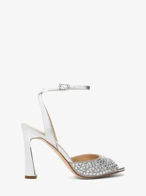 Michael Kors Rosie Embellished Metallic Sandal In Size By