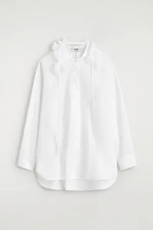 Cos Ruffled-collar Cotton-silk Shirt - White