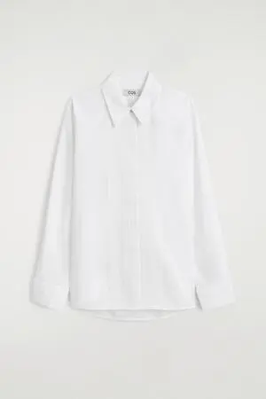 Cos Pintucked Cotton-silk Tuxedo Shirt - White