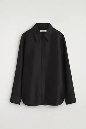 Cos Tailored Silk Shirt Black