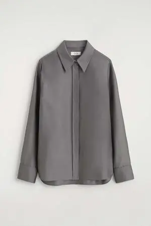 Cos Tailored Silk Shirt - Gray