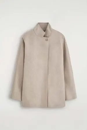 Cos Double-faced Cashmere Mock-neck Jacket - Beige