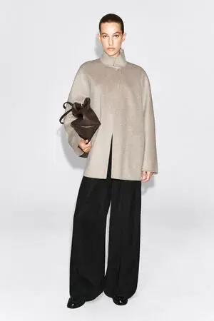 Cos Double-faced Cashmere Mock-neck Jacket - Beige