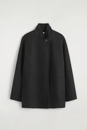 Cos Double-faced Cashmere Mock-neck Jacket Black