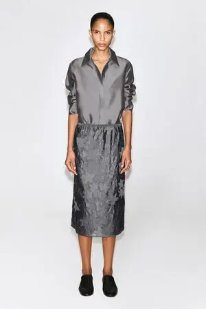 Cos Embroidered Sheer Column Skirt