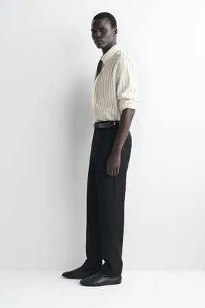 Cos Wool Regular-fit Straight-leg Pants - Black