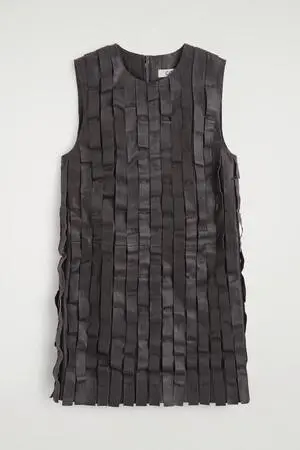 Cos Raw-cut Leather Top - Brown