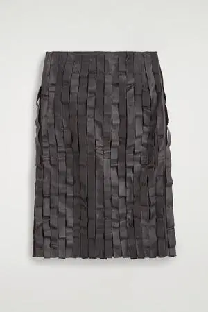 Cos Raw-cut Leather Midi Skirt - Brown