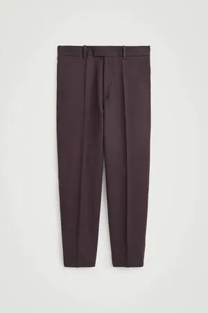 Cos Wool-twill Regular-fit Tapered Pants - Brown
