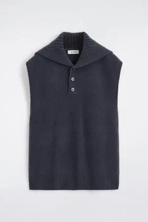 Cos Buttoned Cashmere Mock-neck Tank - Blue