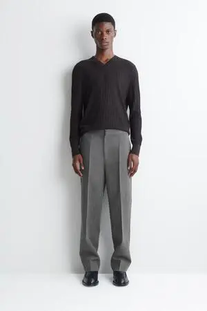 Cos Ribbed Fine Merino Wool V-neck Sweater