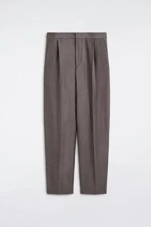 Cos Wool-flannel Relaxed-fit Straight-leg Pants - Brown