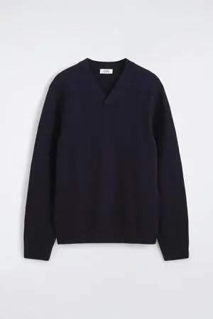 Cos Merino Wool V-neck Sweater - Blue