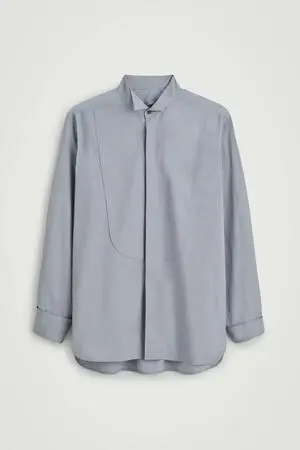 Cos Bib-front Cotton Shirt - Gray