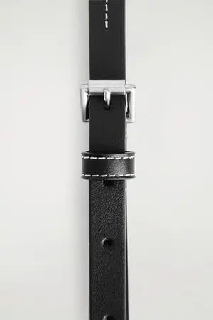 Cos Topstitched Slim Leather Belt