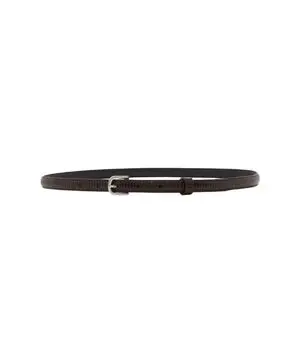 Cos Topstitched Slim Leather Belt - Black